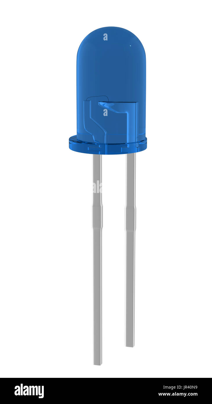 3D realistic render of blue glossy 3mm led diode. isolated on white ...