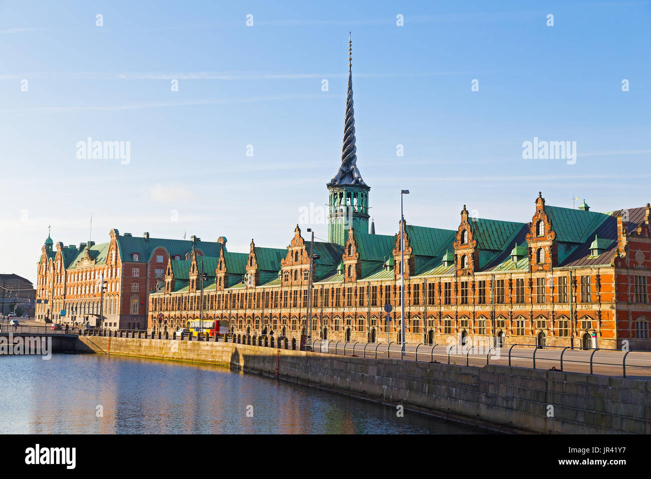 Old Stock Exchange along the canal in Copenhagen, Denmark. Former stock ...