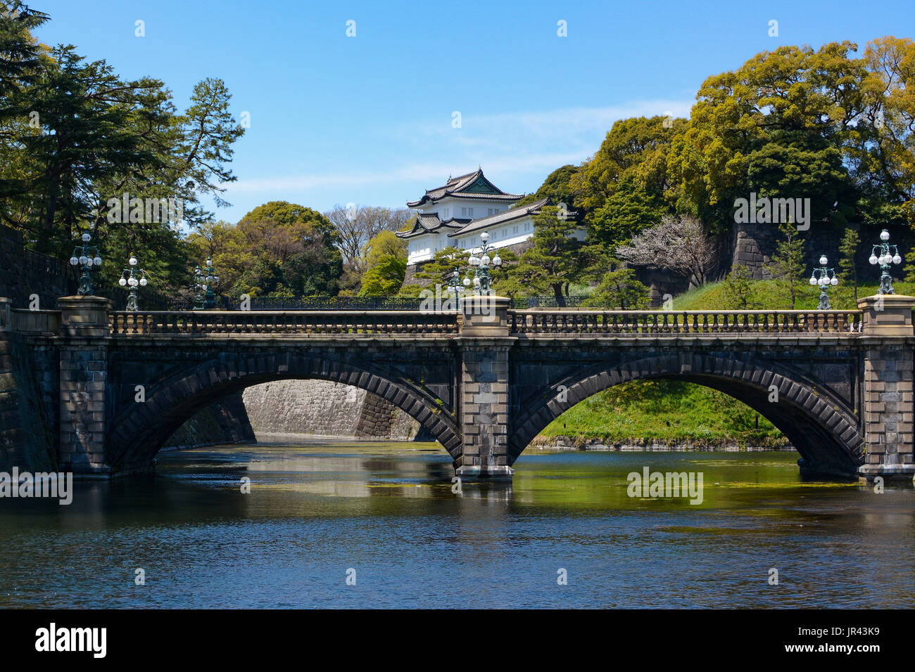 Historic Seimon Ishibashi Bridge and guard tower turret at Tokyo ...