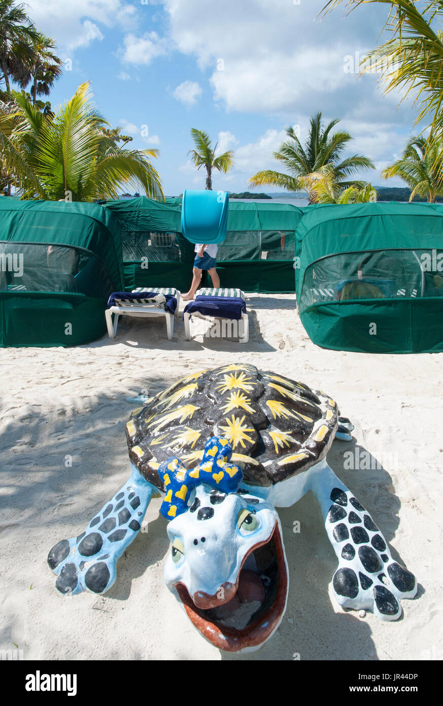 The turtle toy on a beach of Roatan Island (Honduras Stock Photo - Alamy