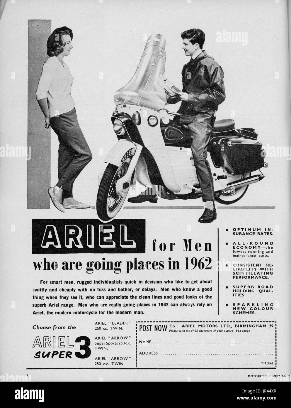 Ariel Motor Cycle Magazine Advert March 1962 Stock Photo - Alamy