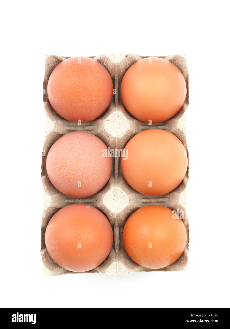 Organic eggs in paperboard egg cartons isolated on white Stock Photo ...