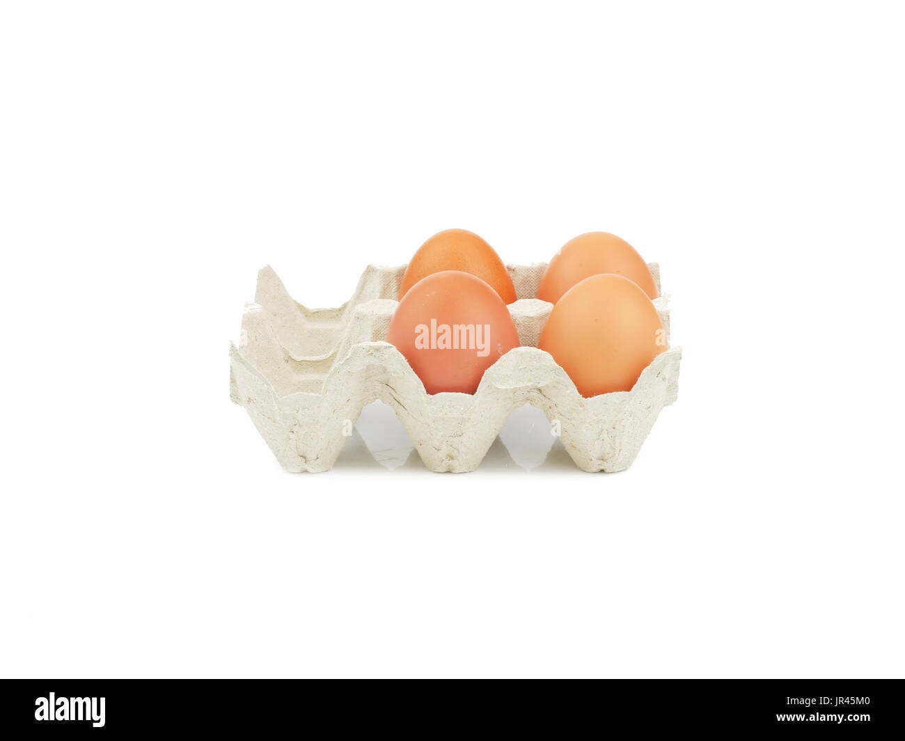 Organic eggs in paperboard egg cartons isolated on white Stock Photo ...