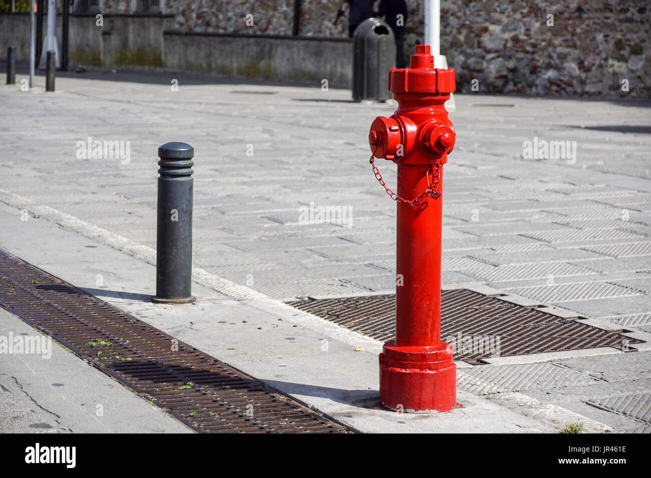 Old red fire hydrant in New York City street. Fire hidrant for ...