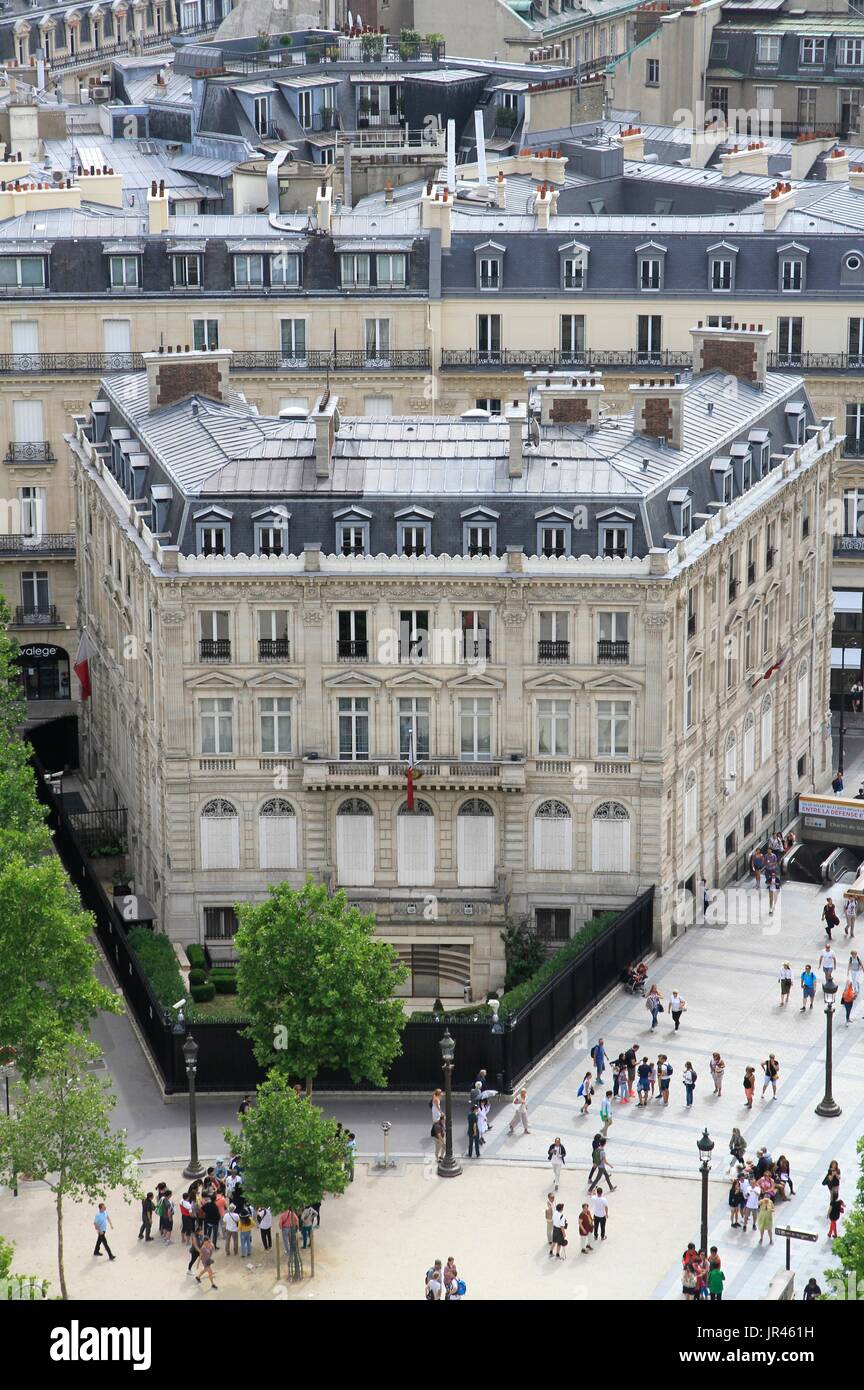 Haussmann building of the Qatari embassy, in the center of Paris, Ile ...