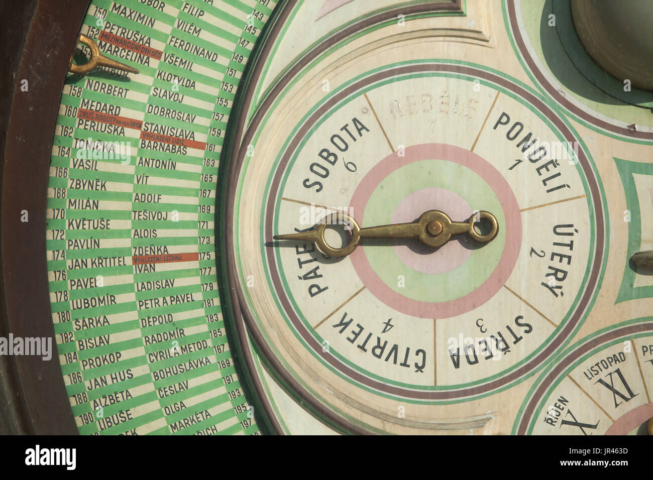 Indicator of the day of the week on the Astronomical clock in Olomouc ...