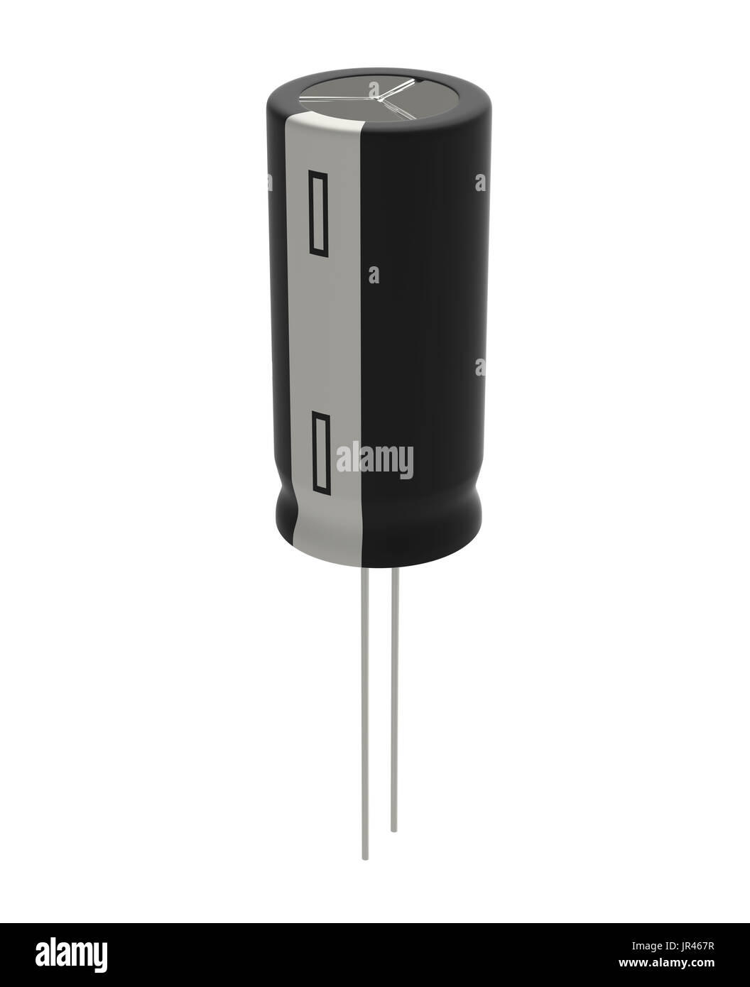 3D realistic render of small black electrolytic capacitor Isolated on ...