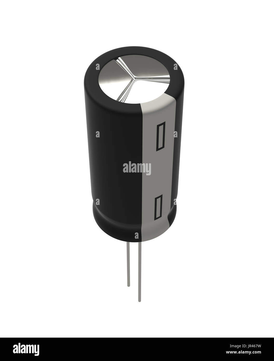 3D realistic render of small black electrolytic capacitor Isolated on ...
