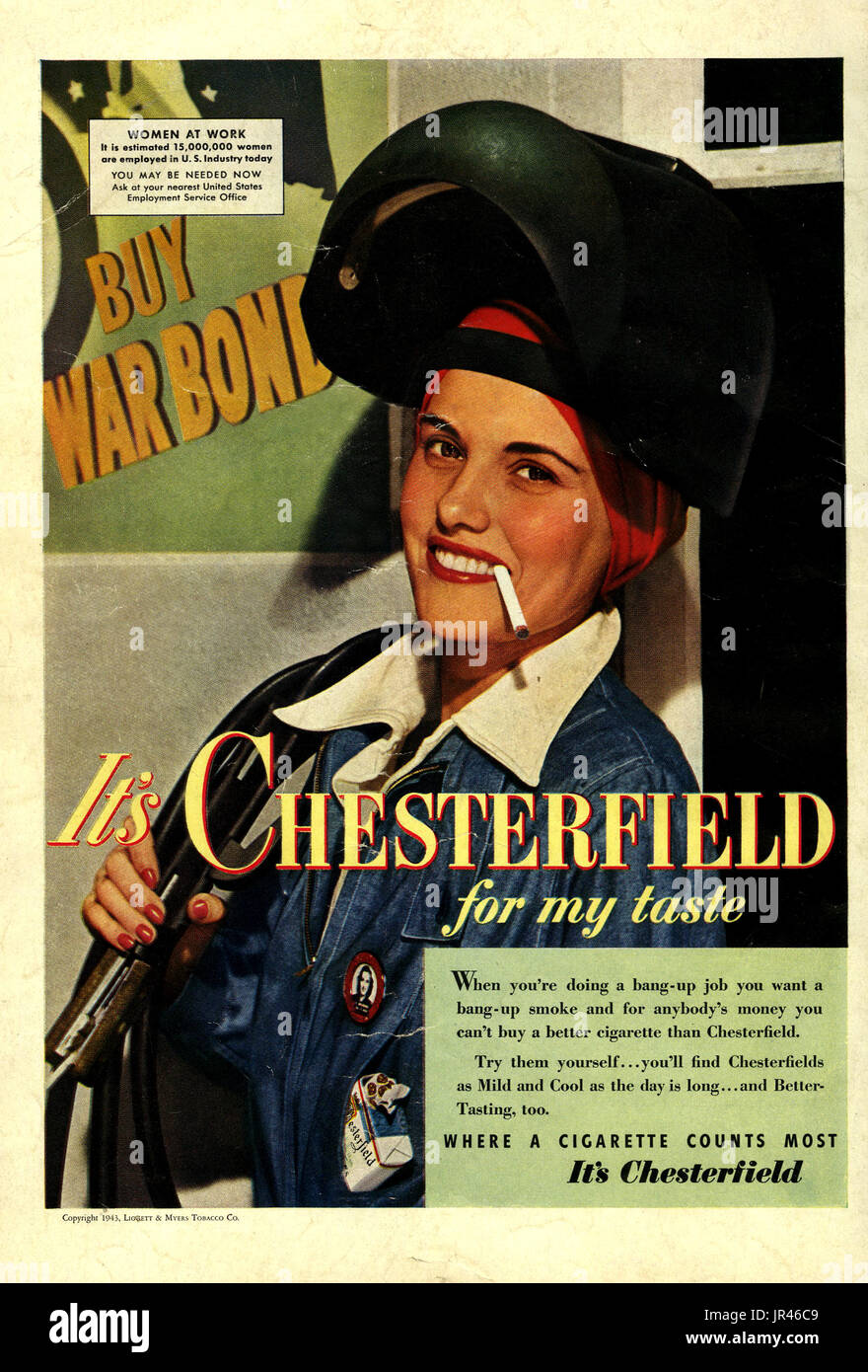1940s USA Chesterfield Magazine Advert Stock Photo - Alamy