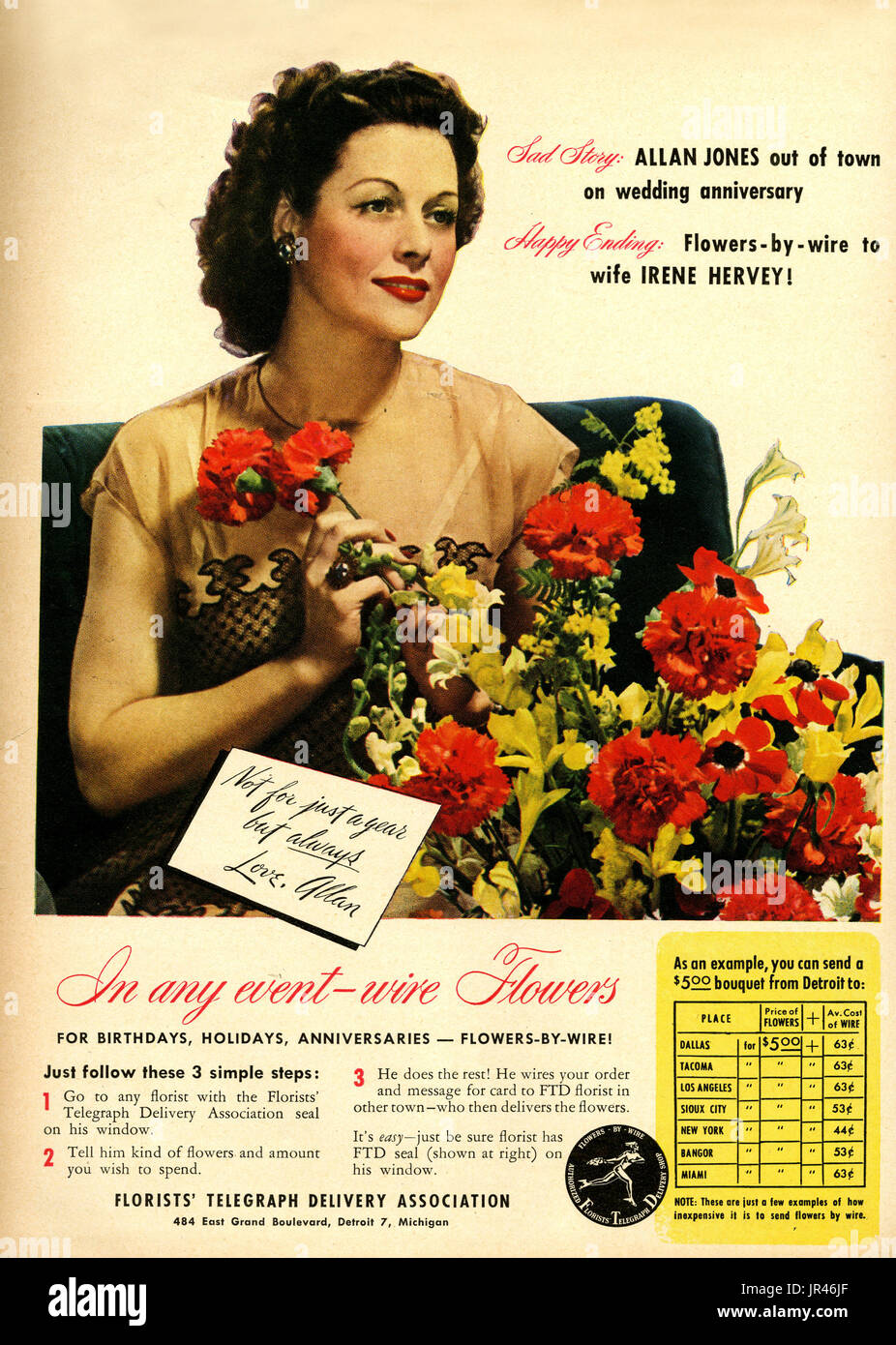 1940s USA Florists' Telegraph Delivery Association Magazine Advert ...