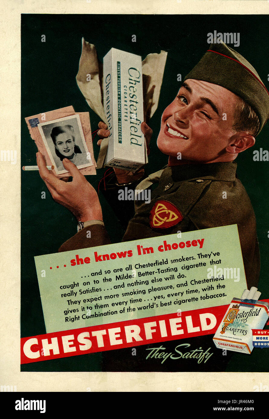 1940s USA Chesterfield Magazine Advert Stock Photo - Alamy