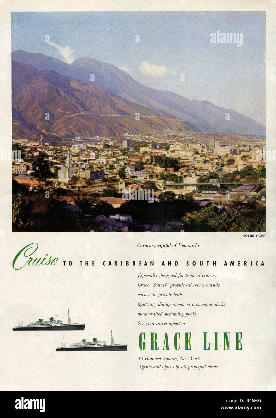 1940s USA Grace Line Magazine Advert Stock Photo - Alamy