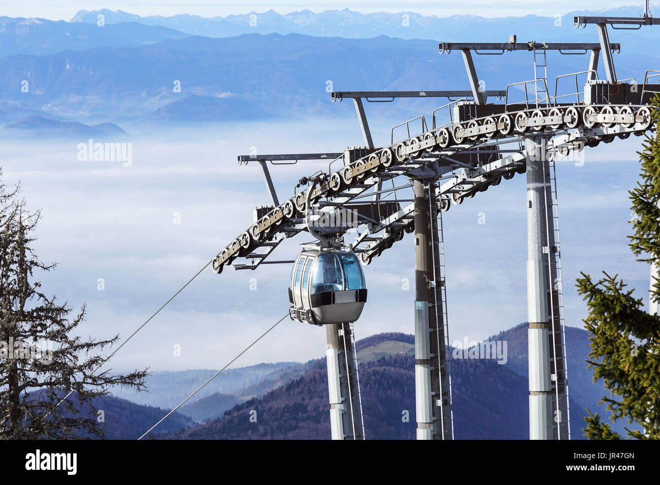 Ski lift cable booth or car, Ropeway and cableway transport sistem for ...