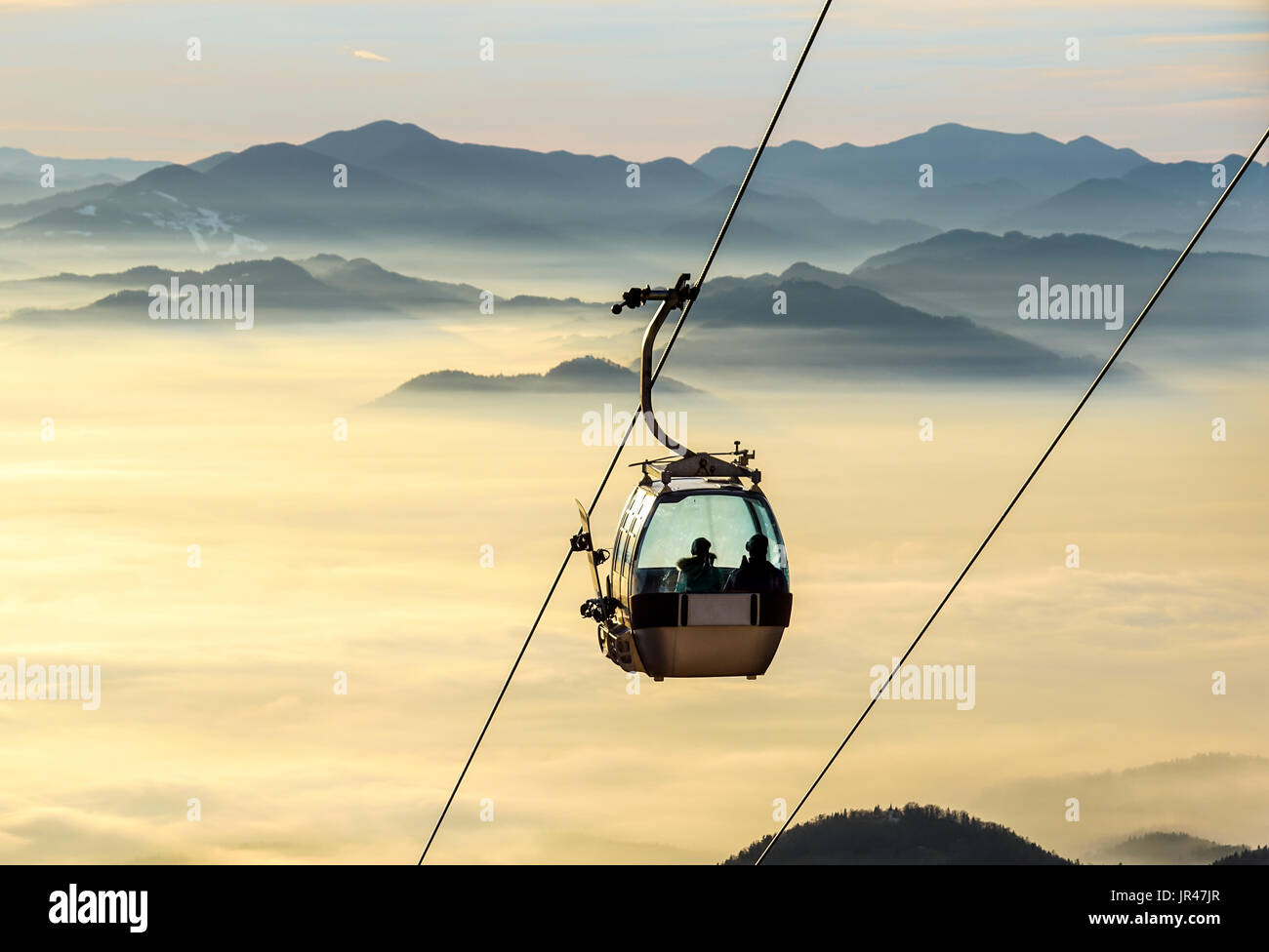 Ski lift cable booth or car, Ropeway and cableway transport sistem for ...