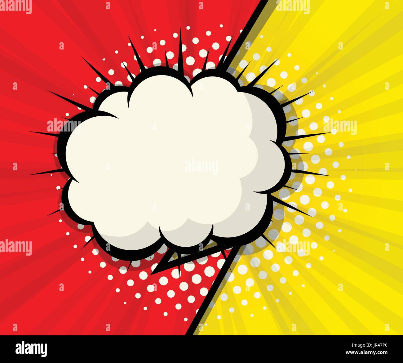 abstract blank speech bubble with red and yellow background pop art ...