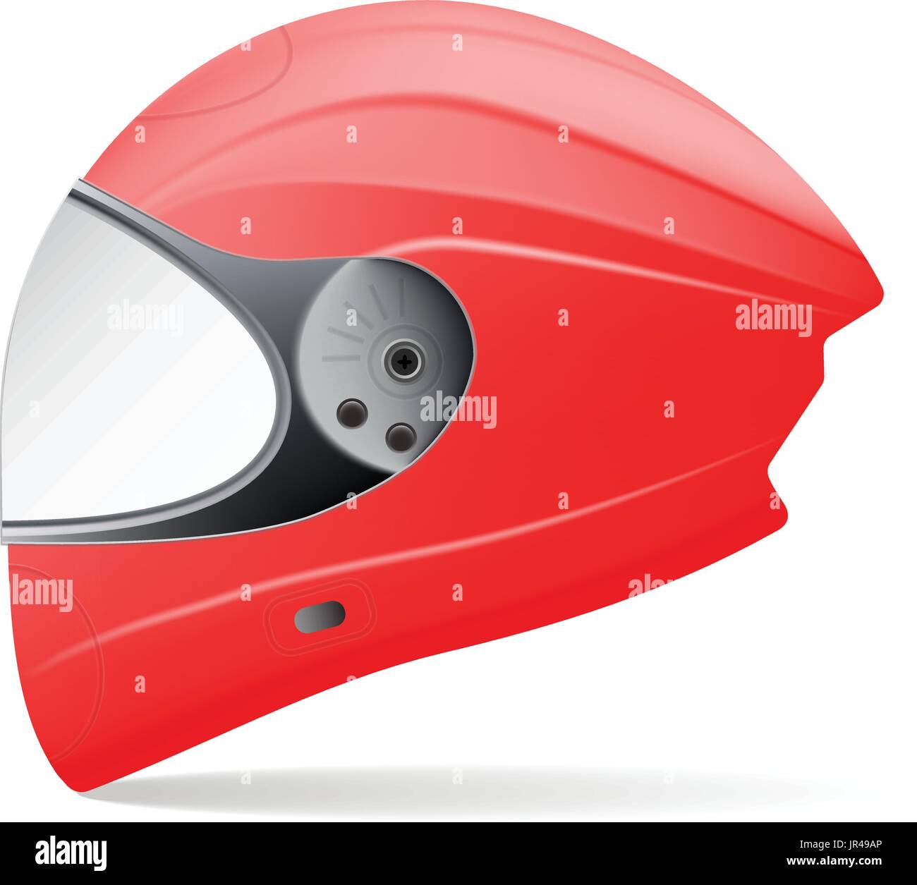 Red Motorcycle Helmet. Side View Isolated On A White Background. Vector ...