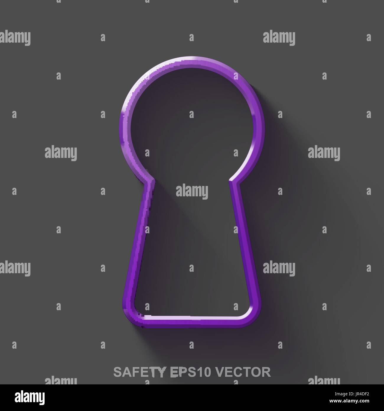 Flat metallic security 3D icon. Purple Glossy Metal Keyhole on Gray ...
