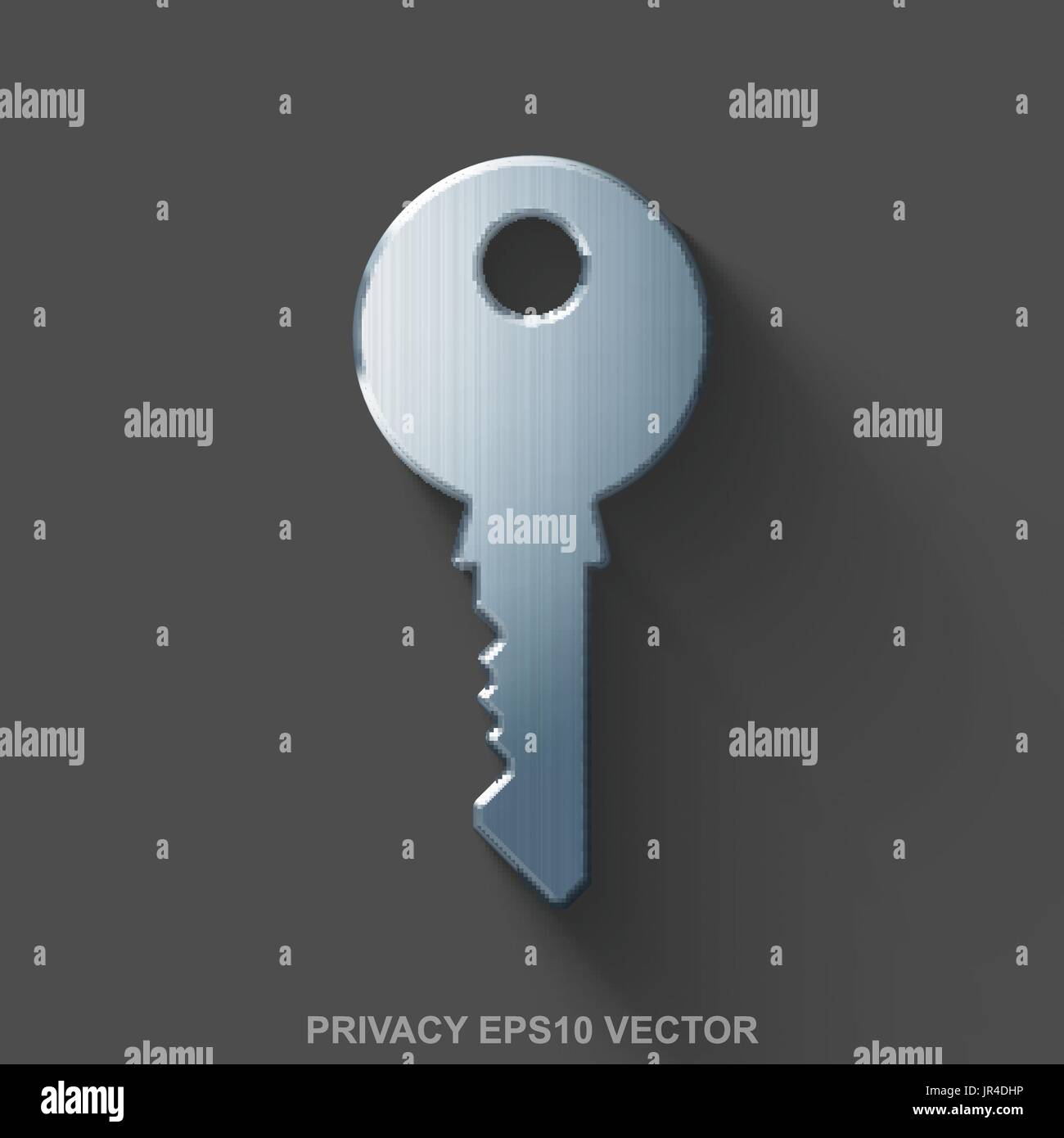 Flat metallic safety 3D icon. Polished Steel Key on Gray background ...