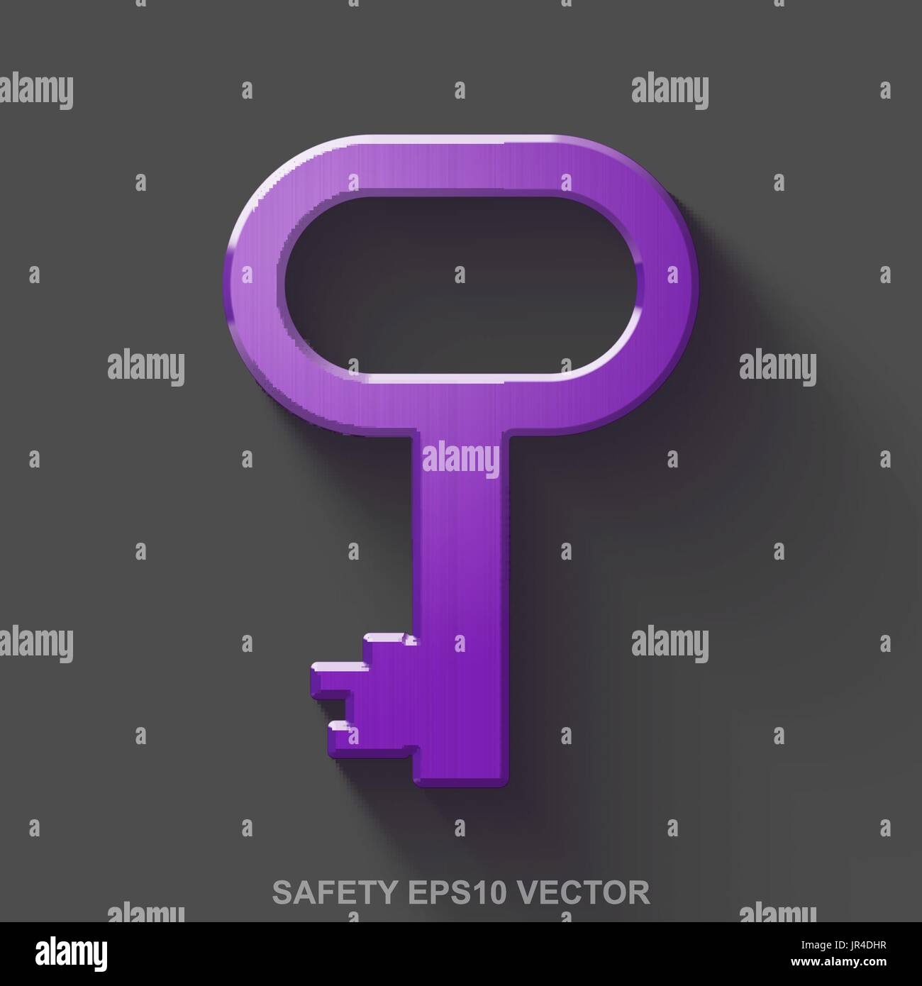 Flat metallic security 3D icon. Purple Glossy Metal Key on Gray ...