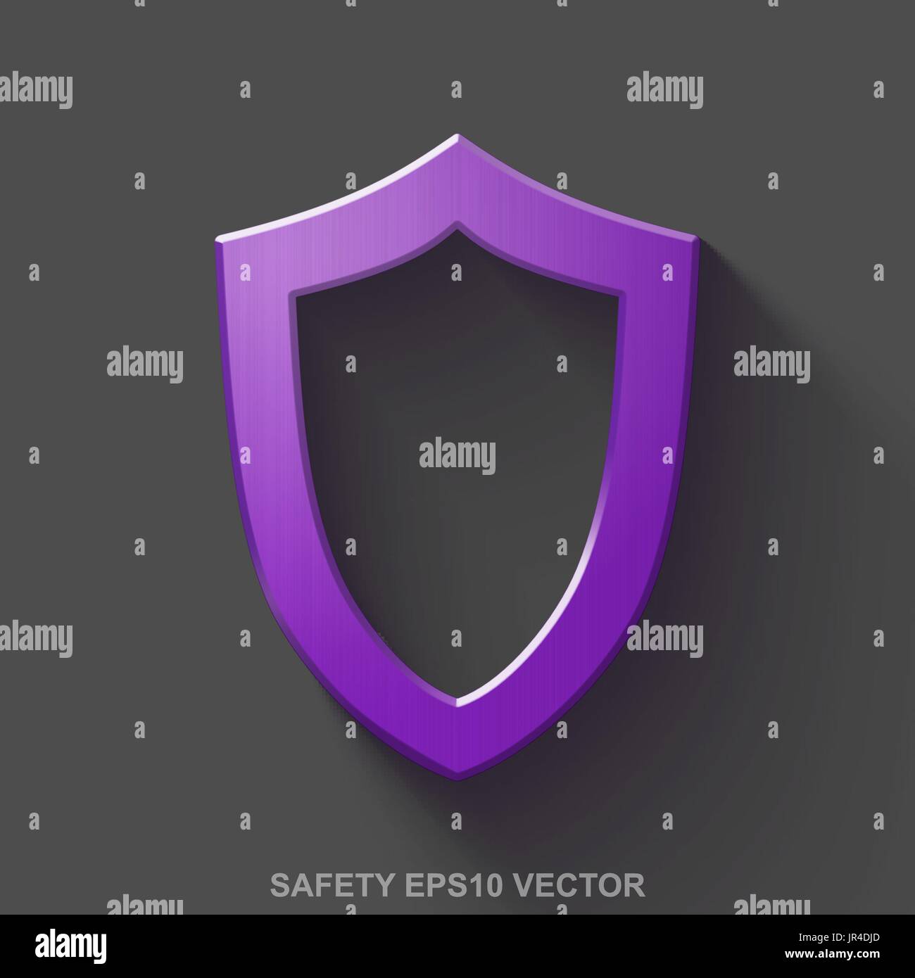 Flat metallic security 3D icon. Purple Glossy Metal Contoured Shield on ...