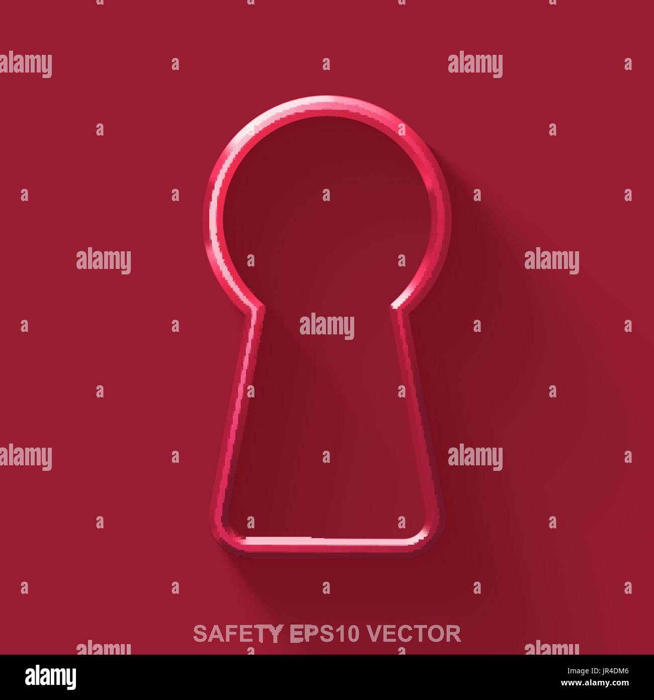 Flat metallic safety 3D icon. Red Glossy Metal Keyhole on Red ...