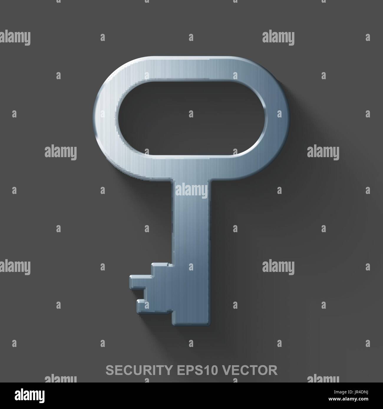 Flat metallic security 3D icon. Polished Steel Key on Gray background ...