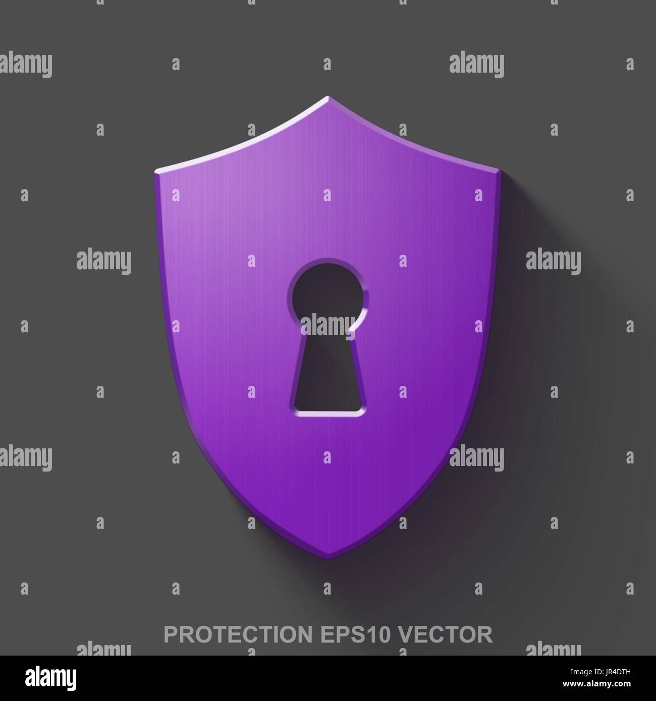 Flat metallic safety 3D icon. Purple Glossy Metal Shield With Keyhole ...