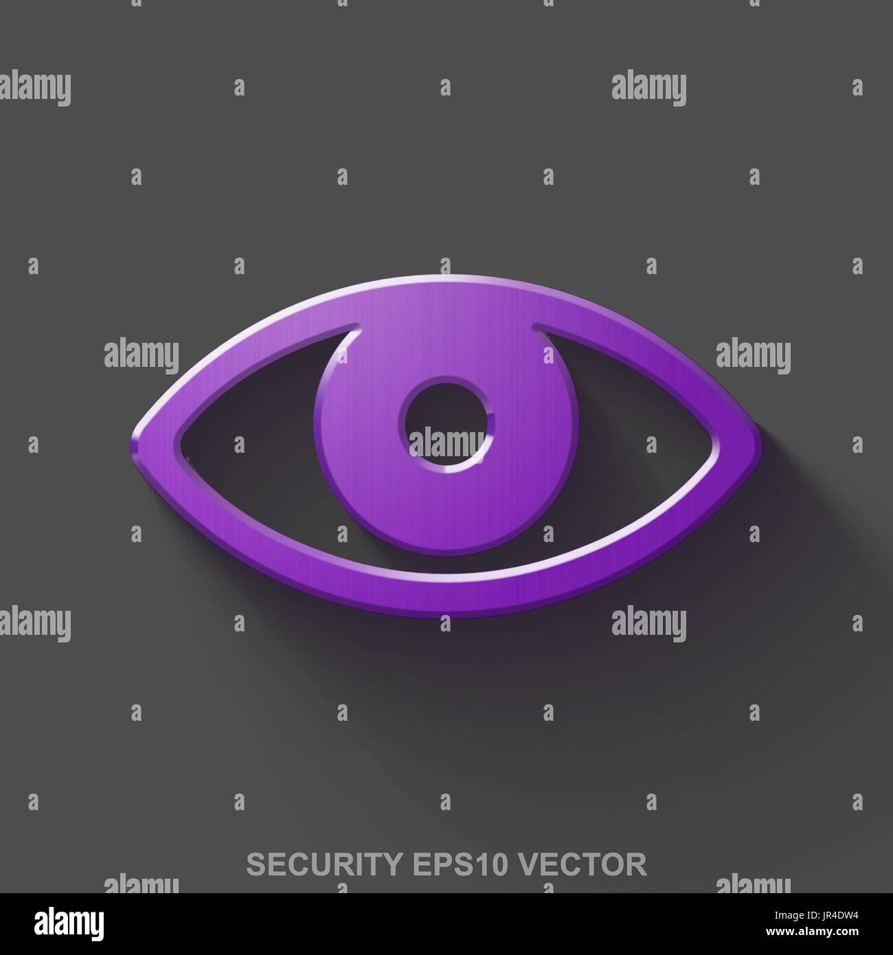 Flat metallic protection 3D icon. Purple Glossy Metal Eye on Gray ...