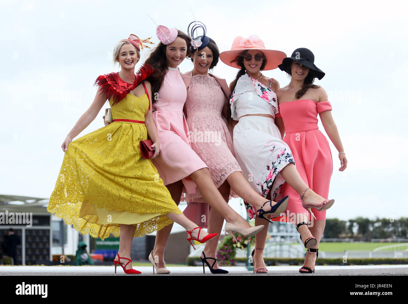 Female racegoers arrive for Ladies Day of the Galway Summer Festival at ...