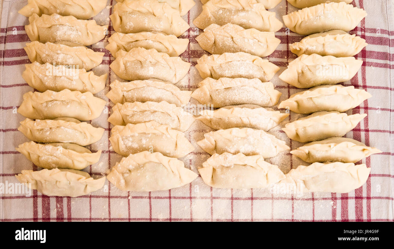 Dumplings on a Kitchen Cloth Stock Photo - Alamy