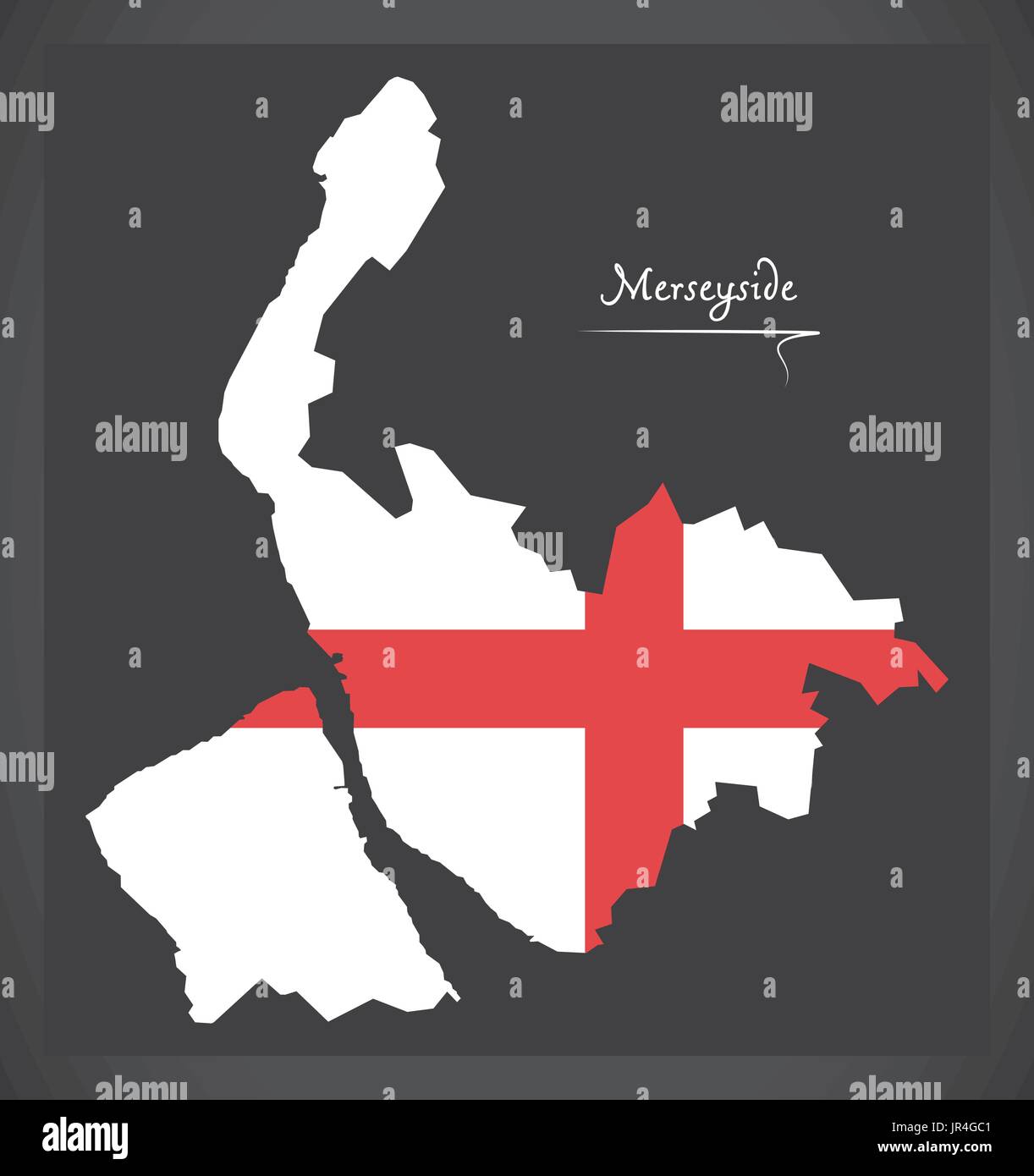 Merseyside map England UK with English national flag illustration Stock ...
