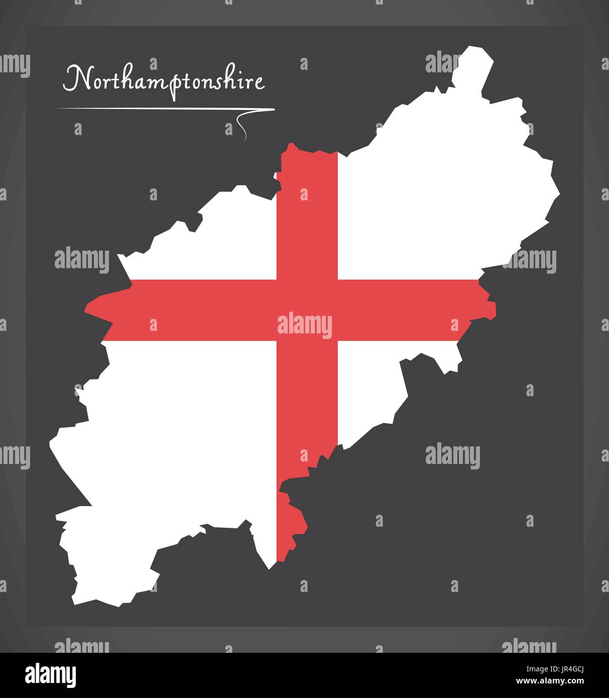Northamptonshire map England UK with English national flag illustration ...