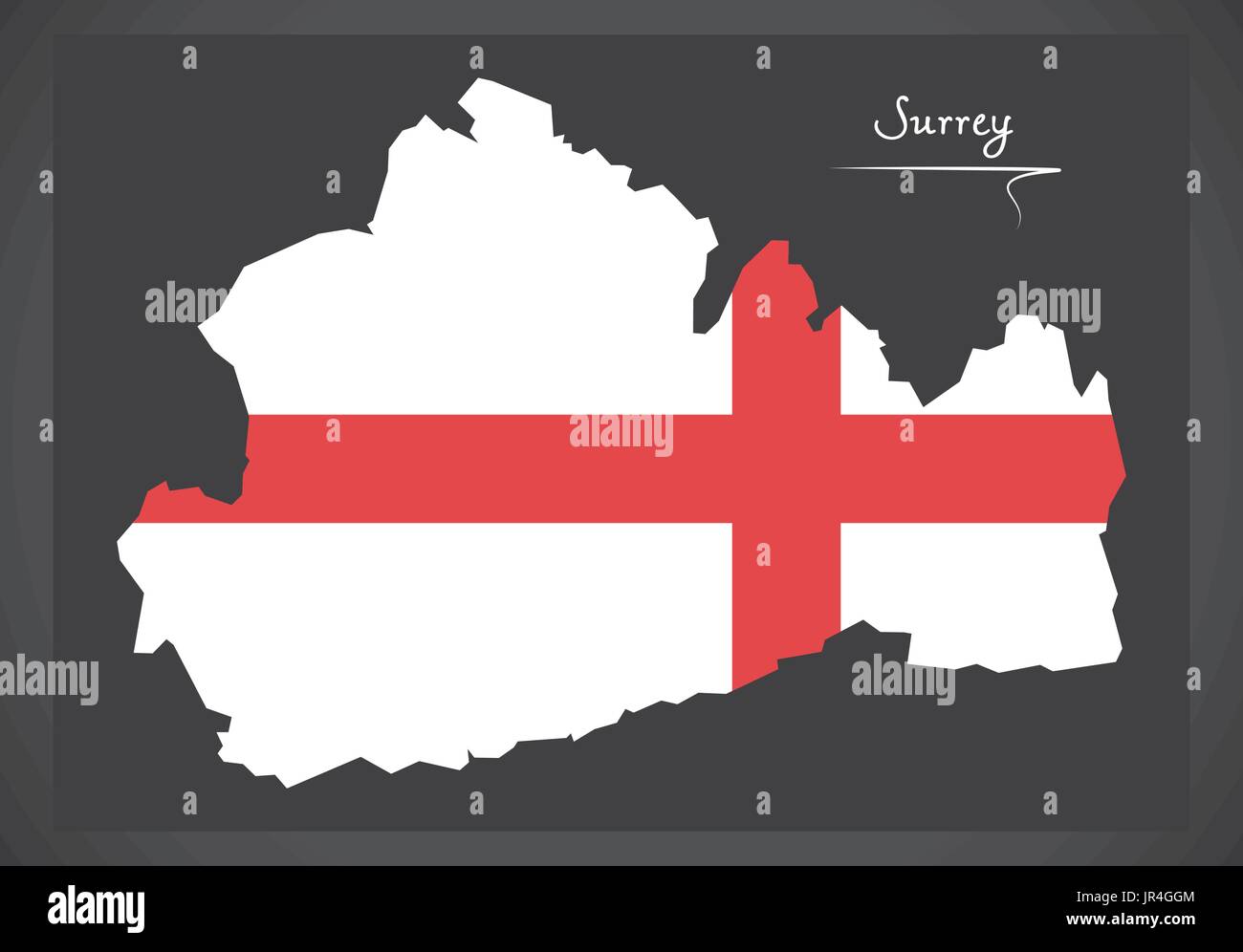 Surrey map England UK with English national flag illustration Stock ...