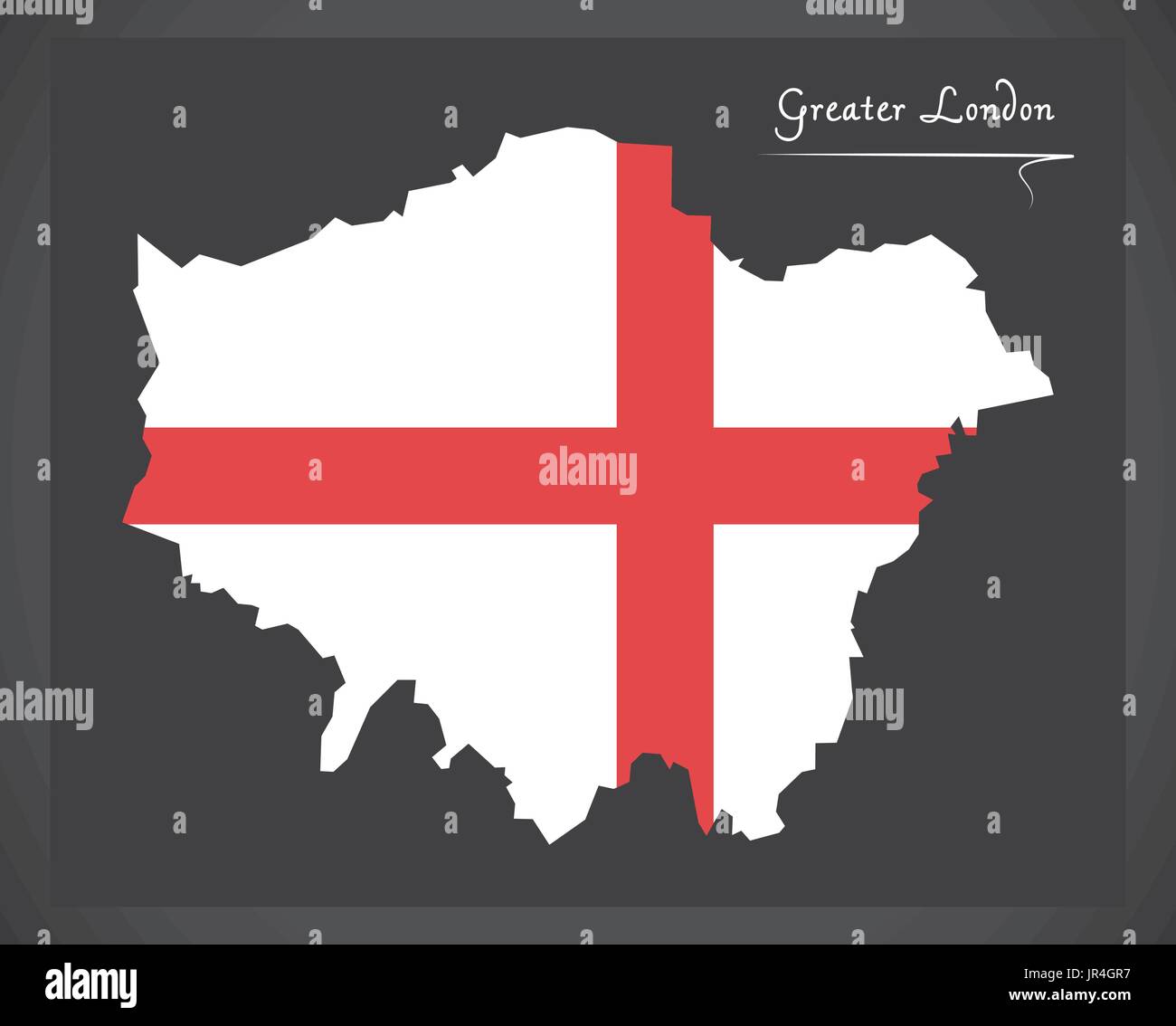 Greater London map England UK with English national flag illustration ...