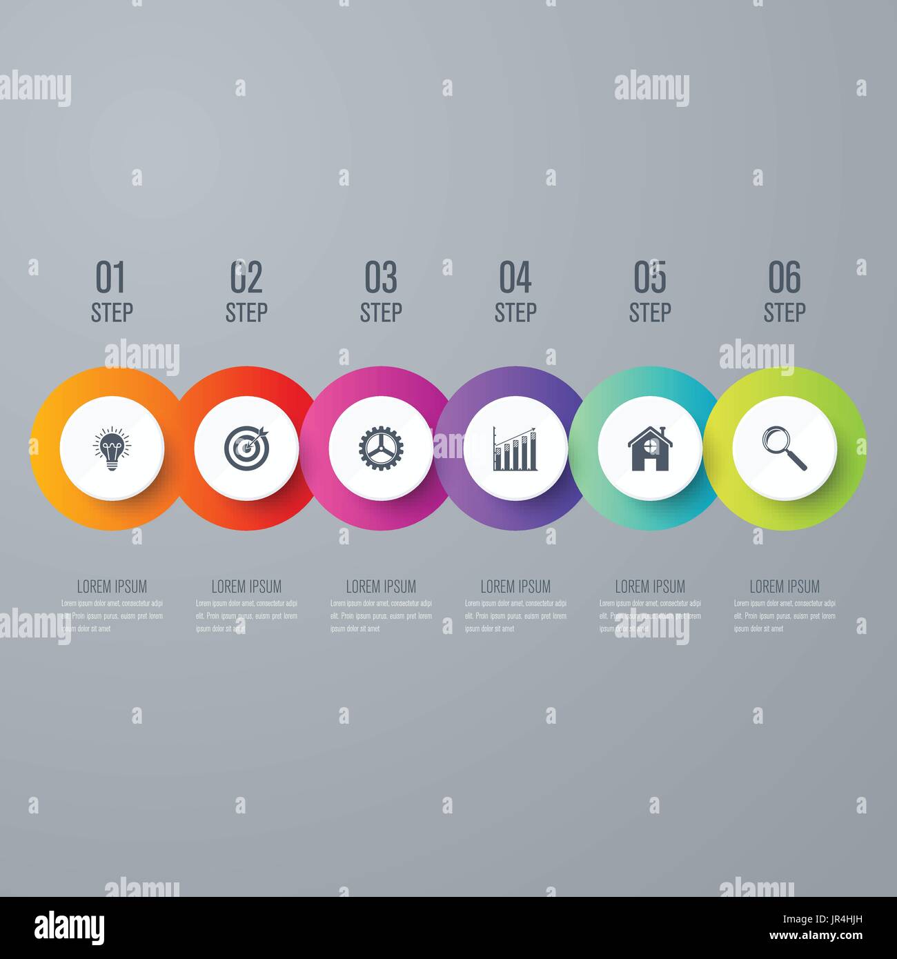 Modern infographics six circle process template Stock Vector Image ...