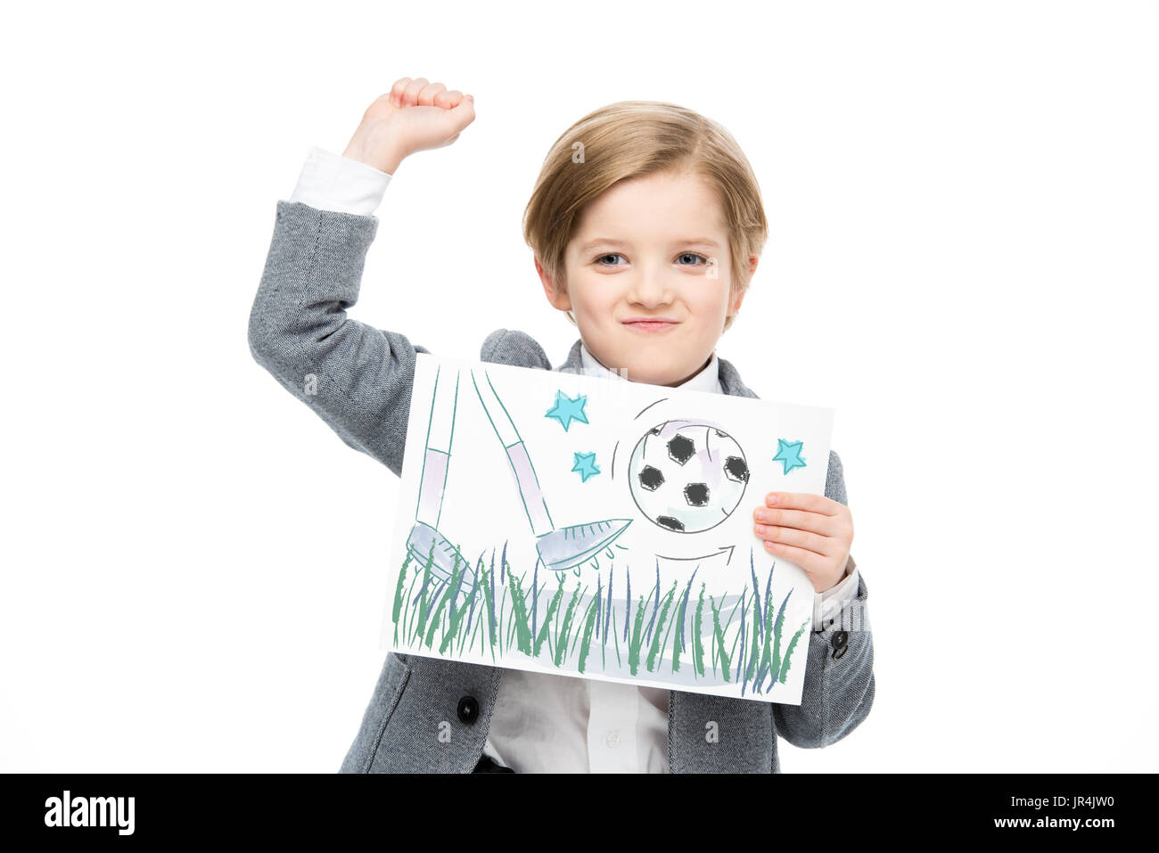 Small kid with drawing Stock Photo - Alamy