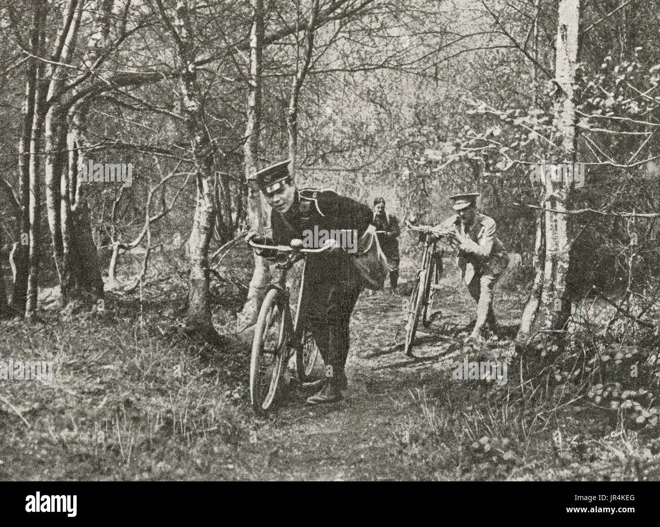 Cyclist volunteers on scouting duty, WW1 Stock Photo - Alamy