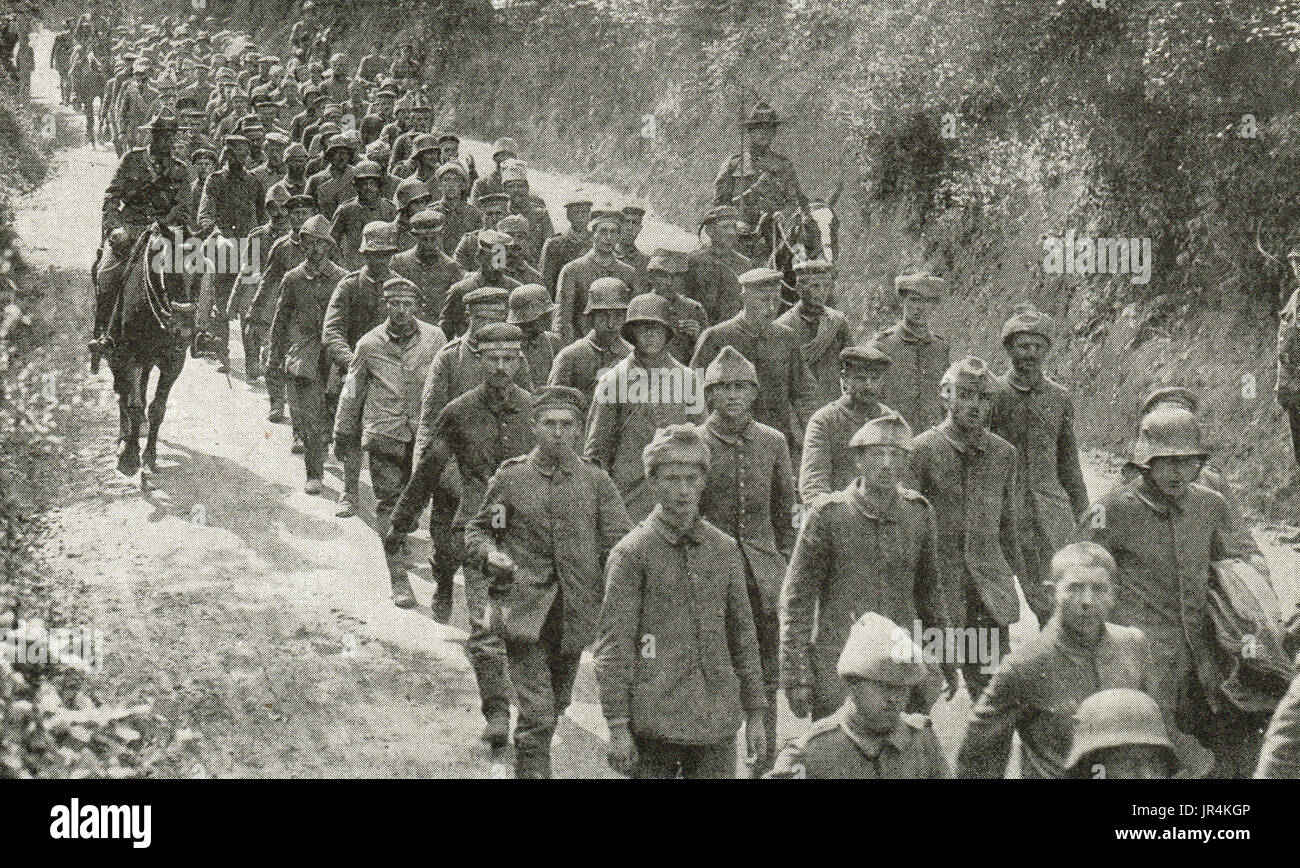 German soldiers captured at Hill 70, WW1 Stock Photo - Alamy