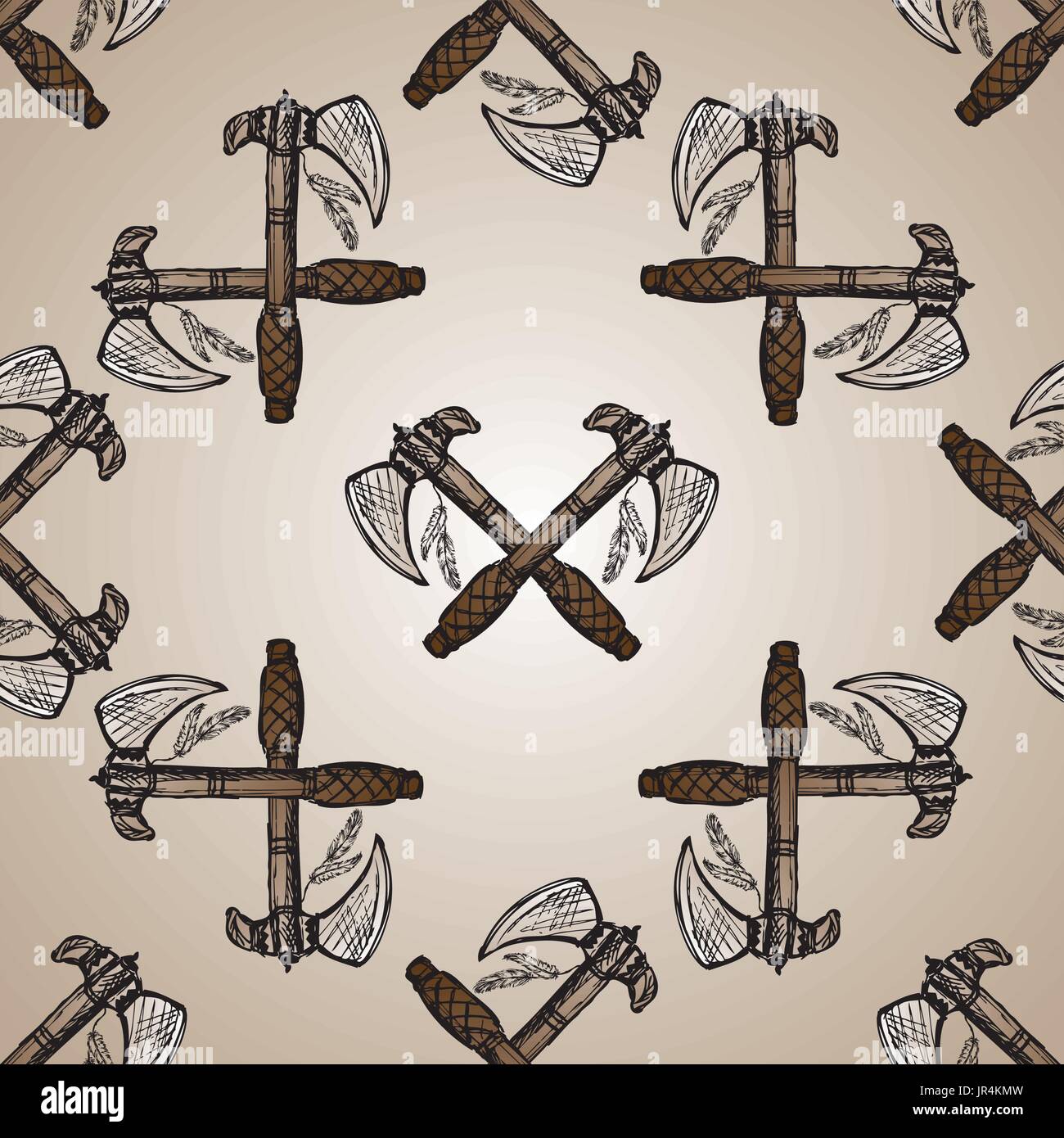 Indian axes seamless pattern, hand drawing, vector Stock Vector Image ...