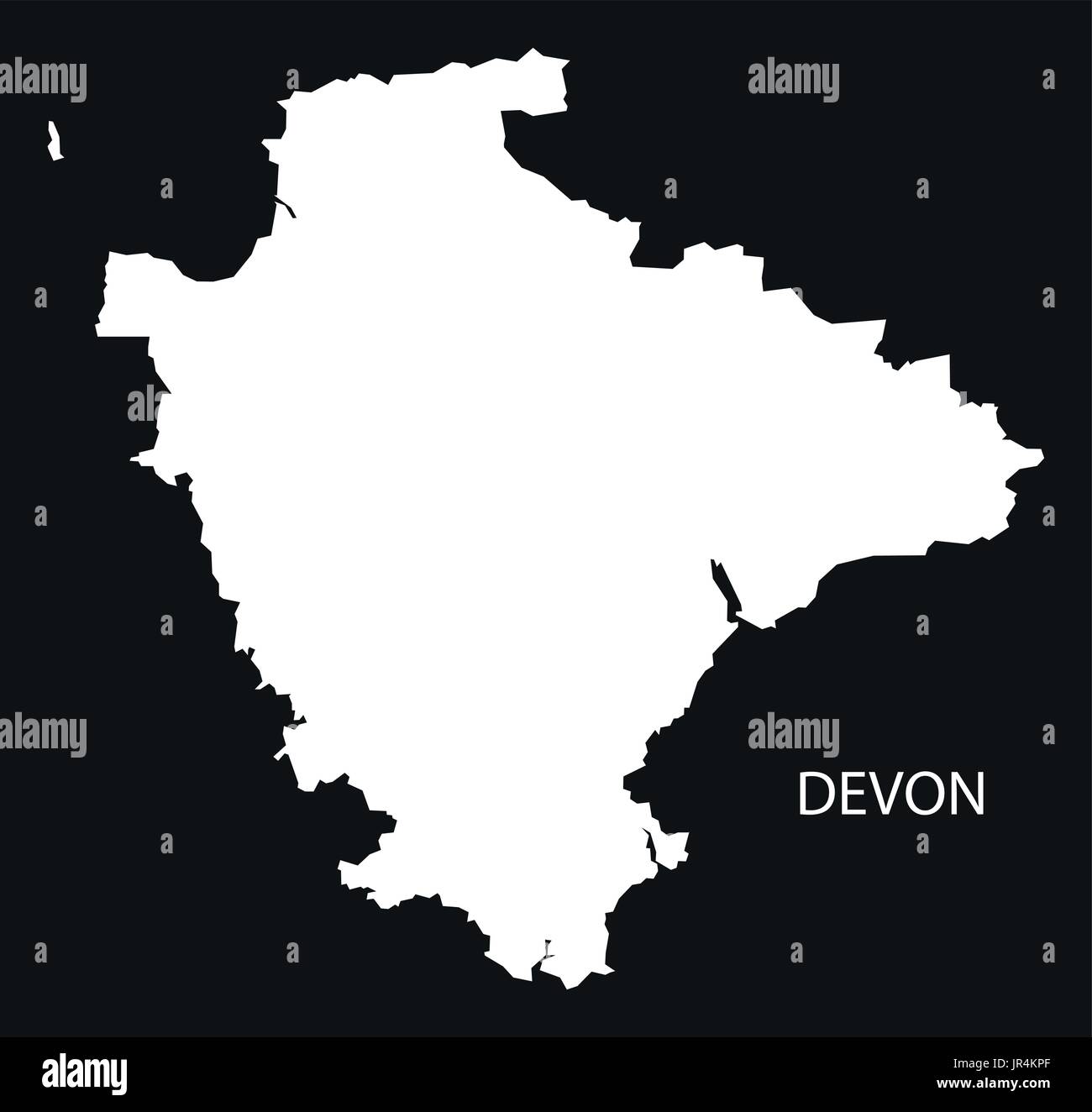 Devon England UK map black inverted silhouette illustration Stock ...