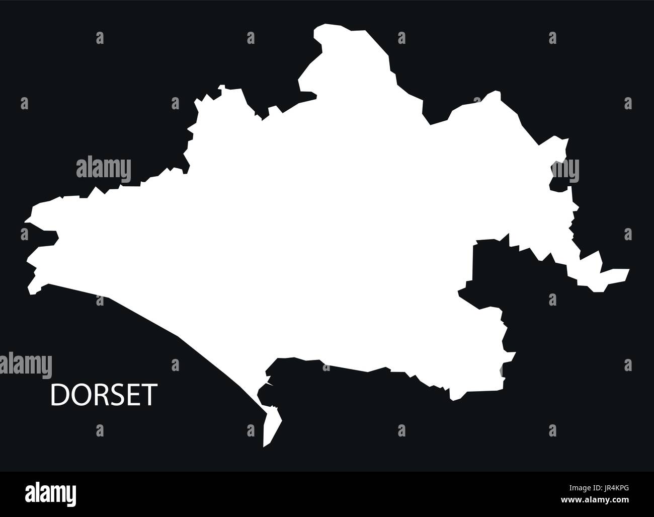 Dorset England UK map black inverted silhouette illustration Stock ...