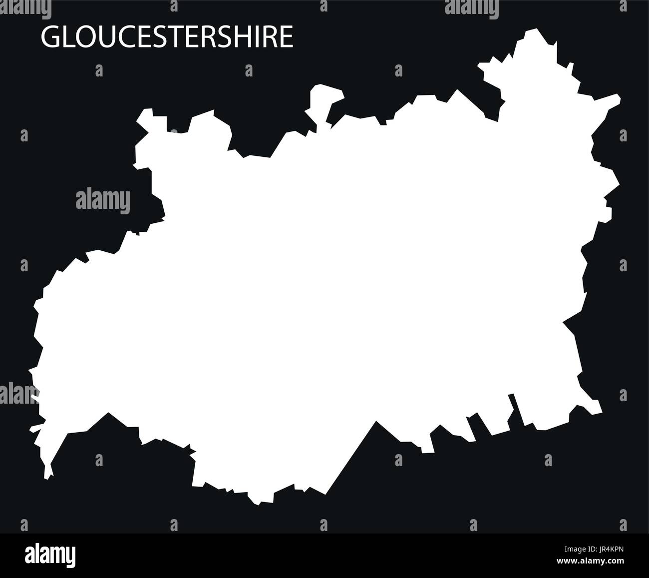 Gloucestershire England UK map black inverted silhouette illustration ...