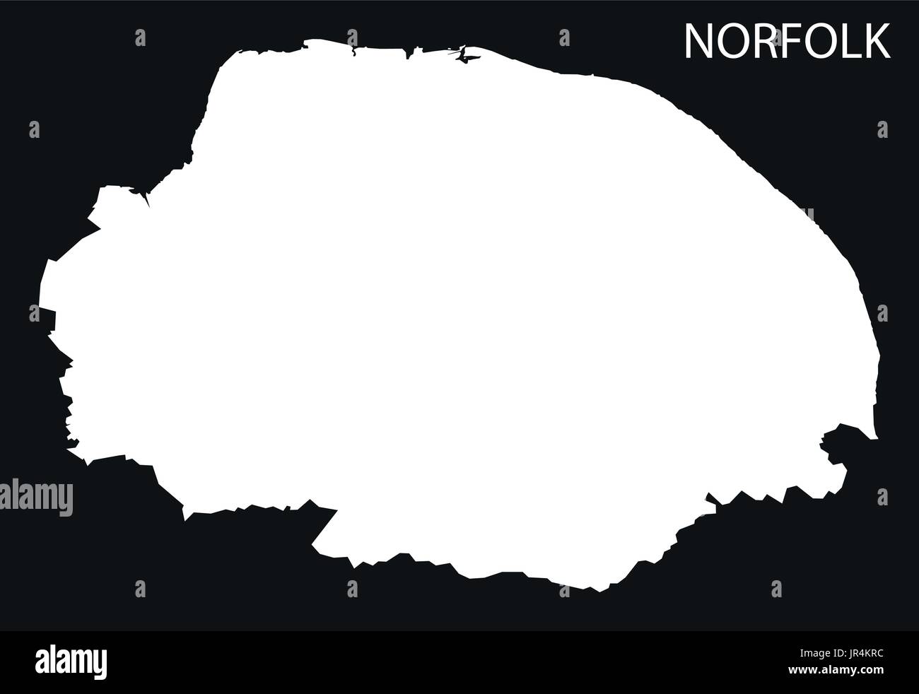 Norfolk England UK map black inverted silhouette illustration Stock ...