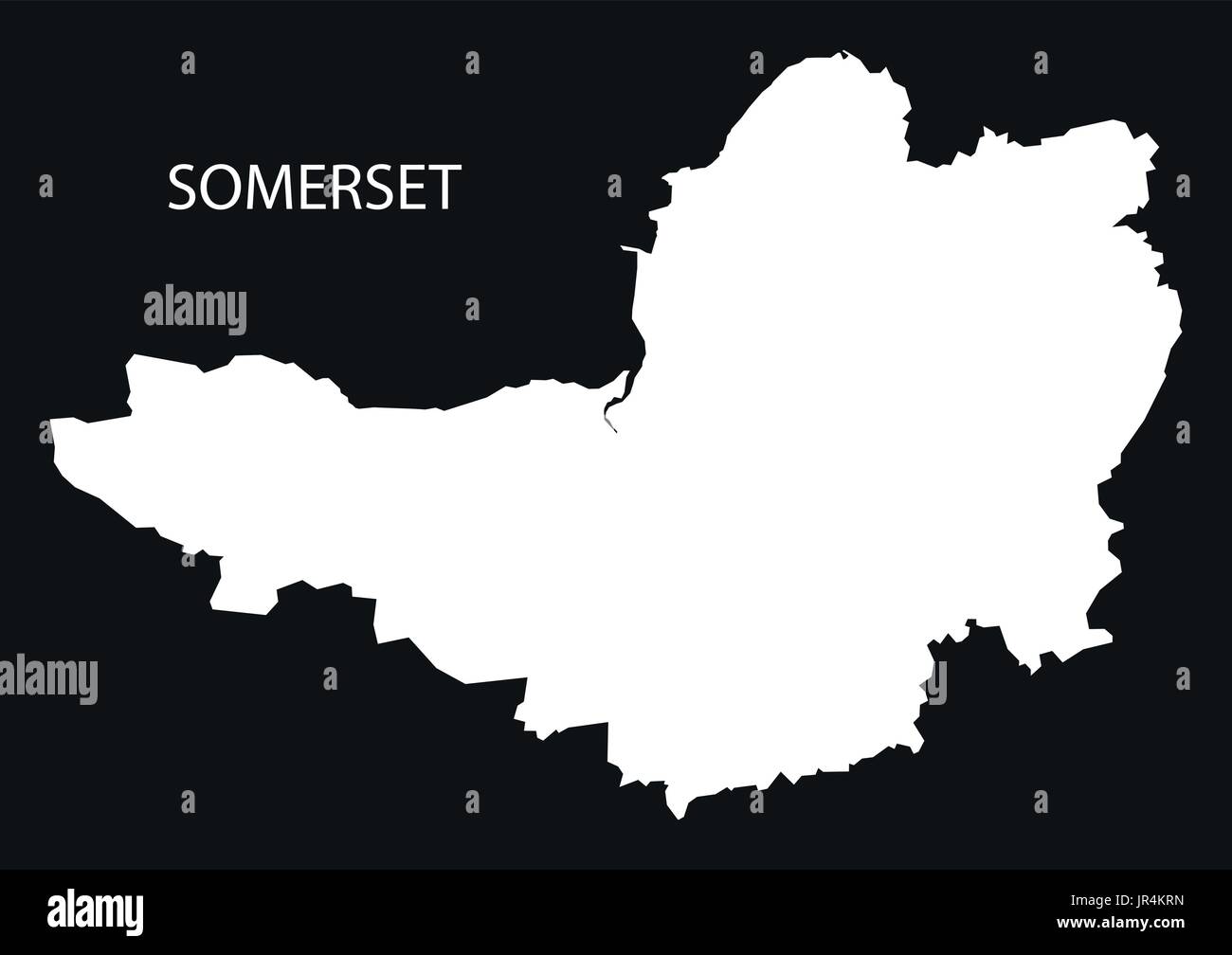 Somerset England UK map black inverted silhouette illustration Stock ...