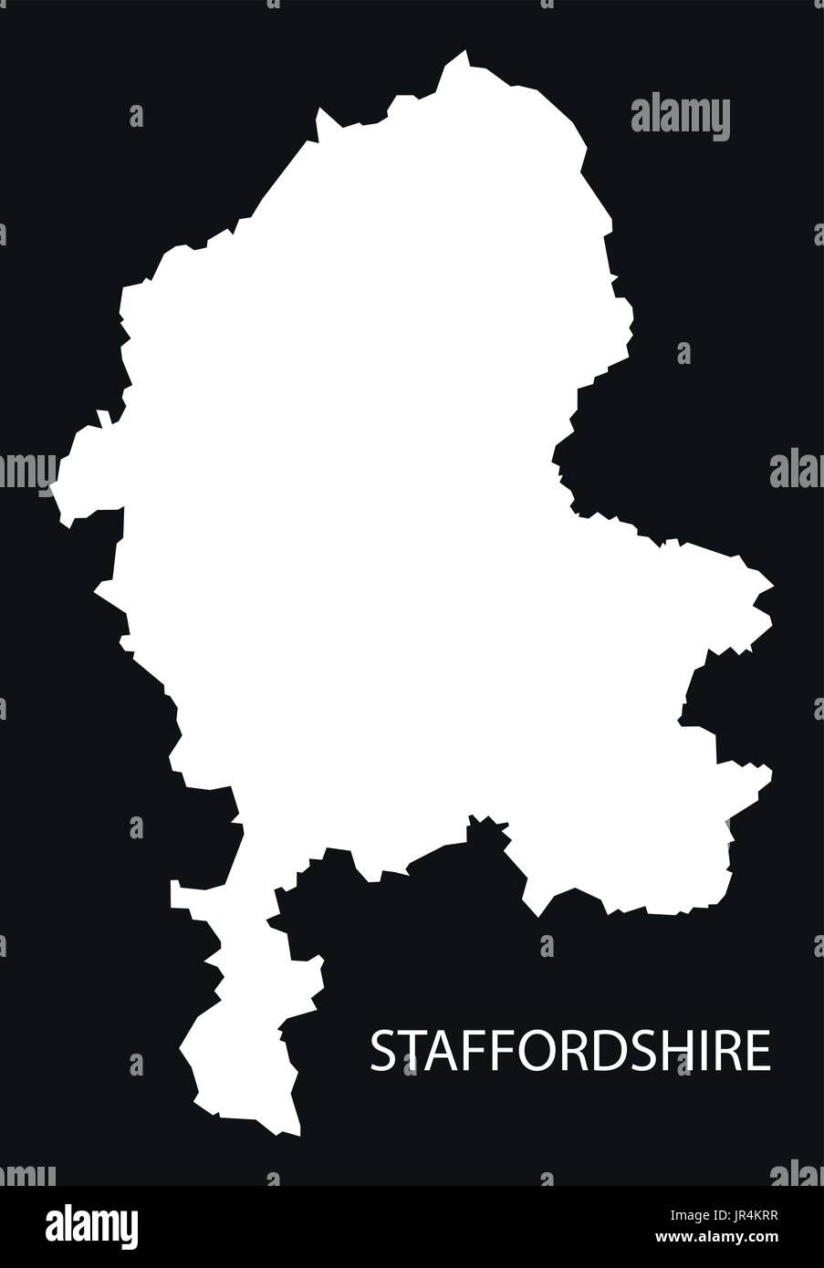 Staffordshire England UK map black inverted silhouette illustration ...