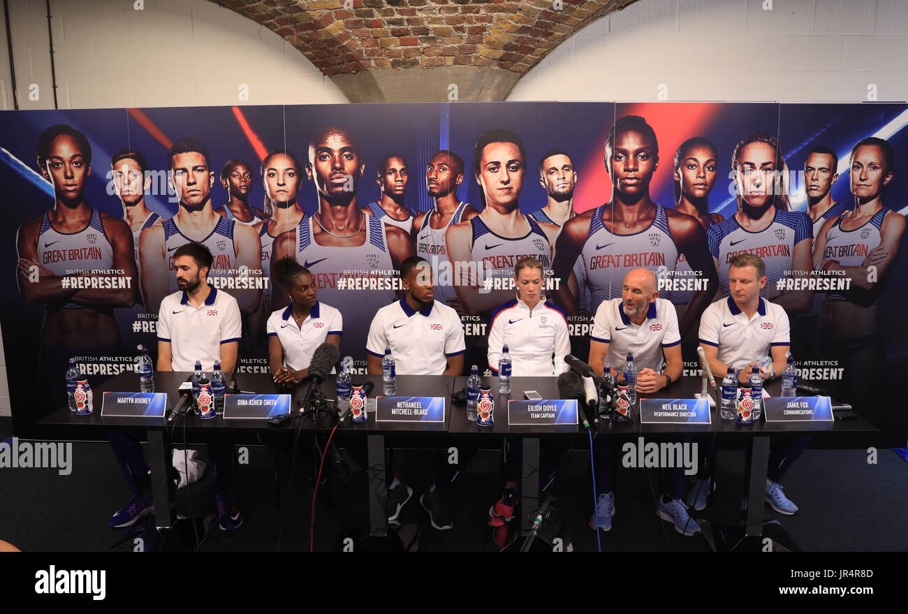 (left-right) Great Britain's Martin Rooney, Dina Asher-Smith, Nethaneel ...