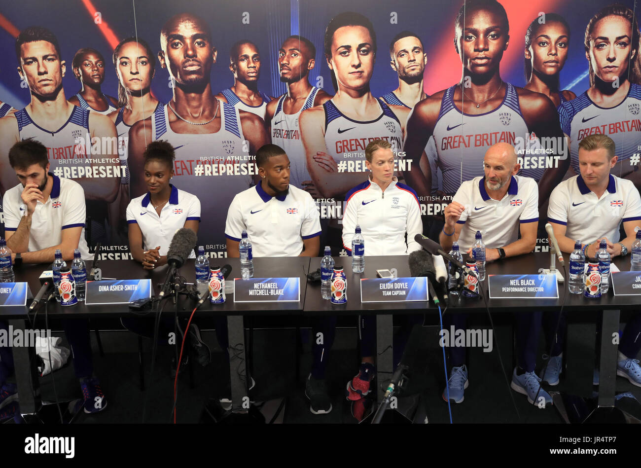 (left-right) Great Britain's Martin Rooney, Dina Asher-Smith, Nethaneel ...