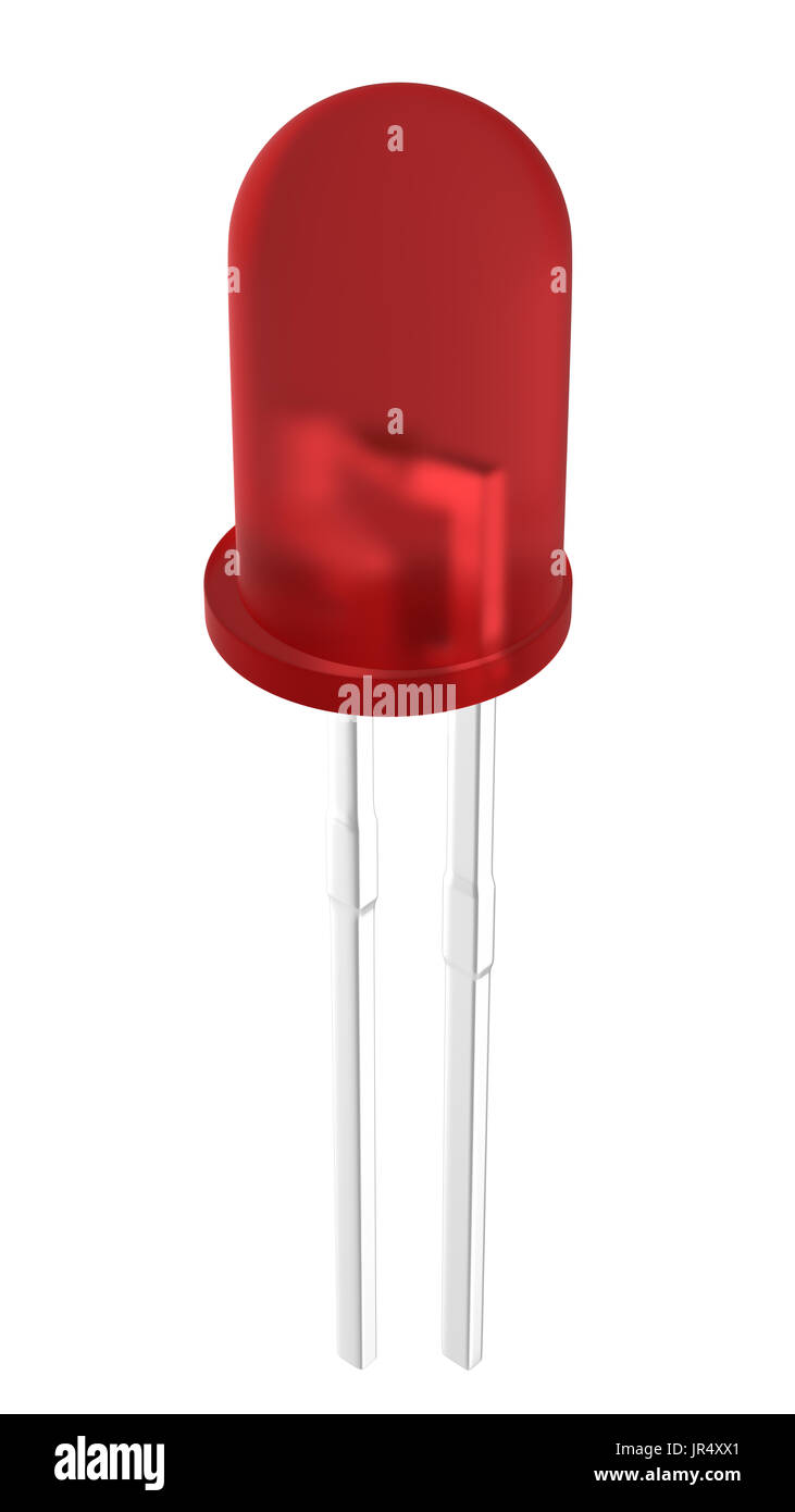 3D realistic render of red matte 3mm led diode. isolated on white ...