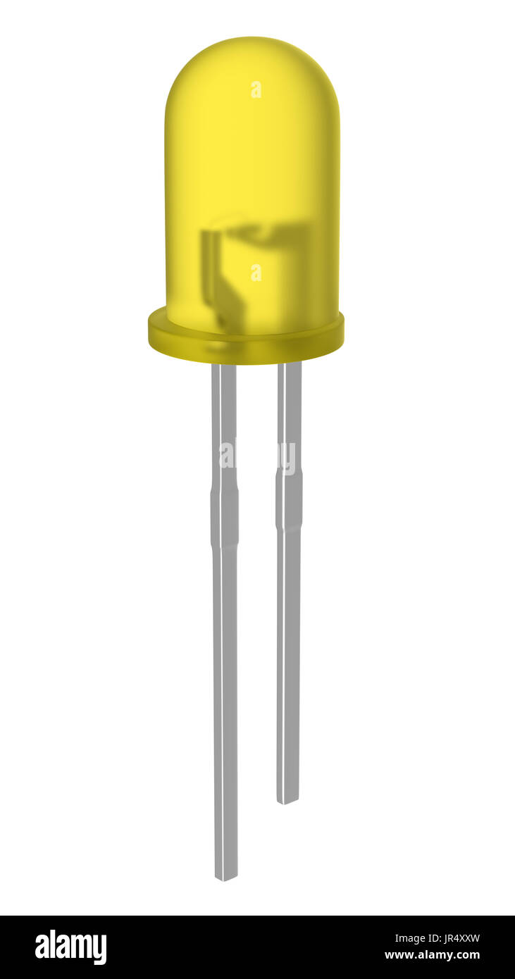 3D realistic render of yellow matte 3mm led diode. isolated on white ...