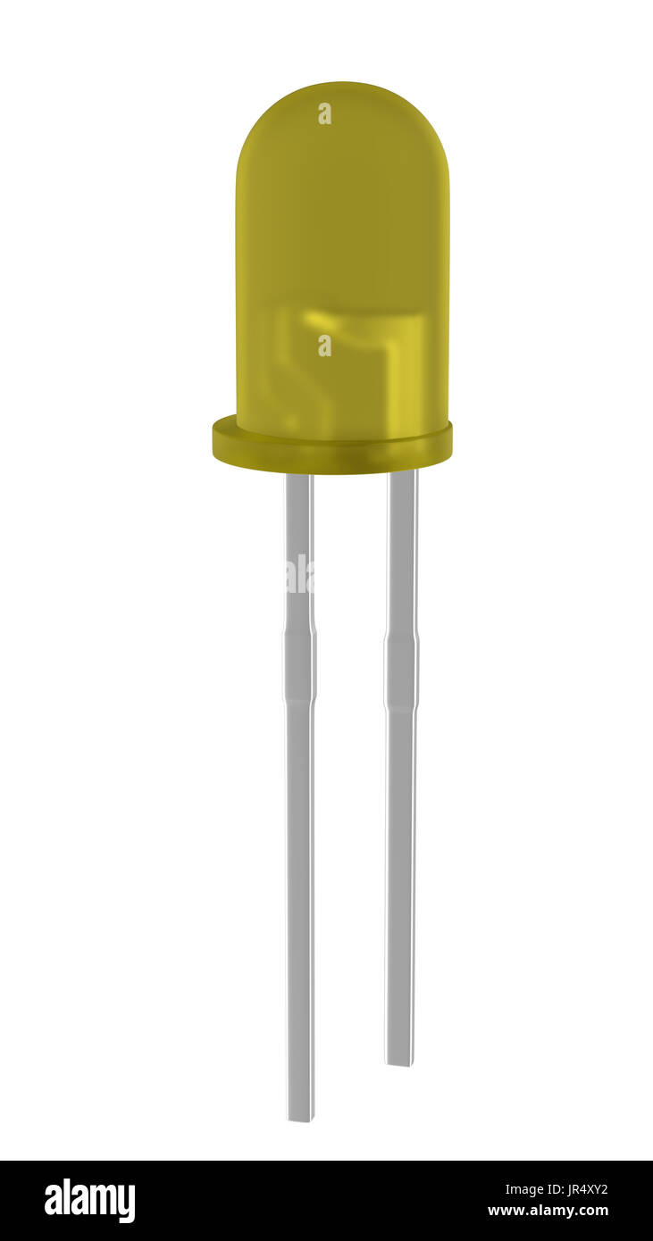 3D realistic render of yellow matte 3mm led diode. isolated on white ...